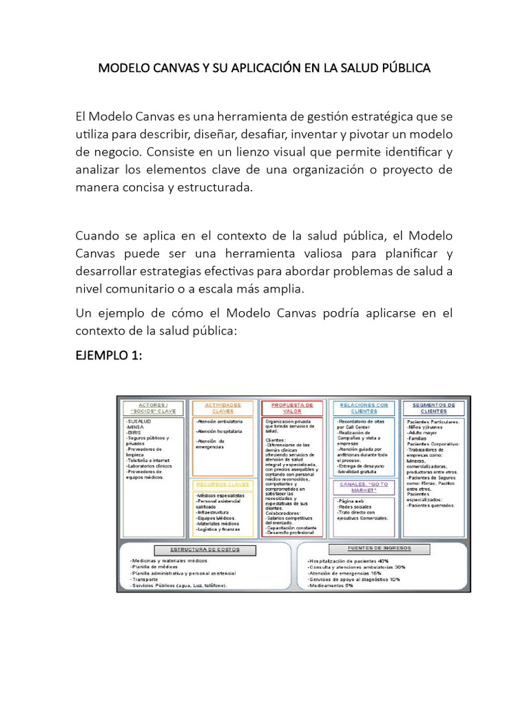 Modelo Canvas en Salud Pública | PDF | Economias | Business