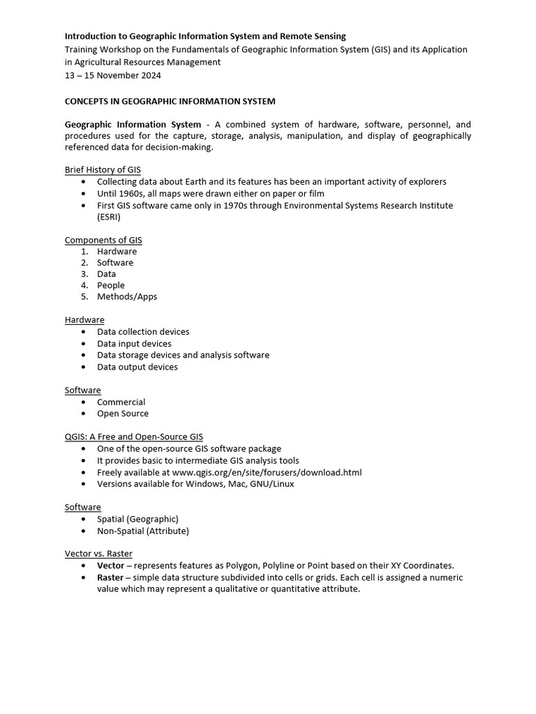 Introduction To GIS and RS Notes | PDF | Geographic Information System ...