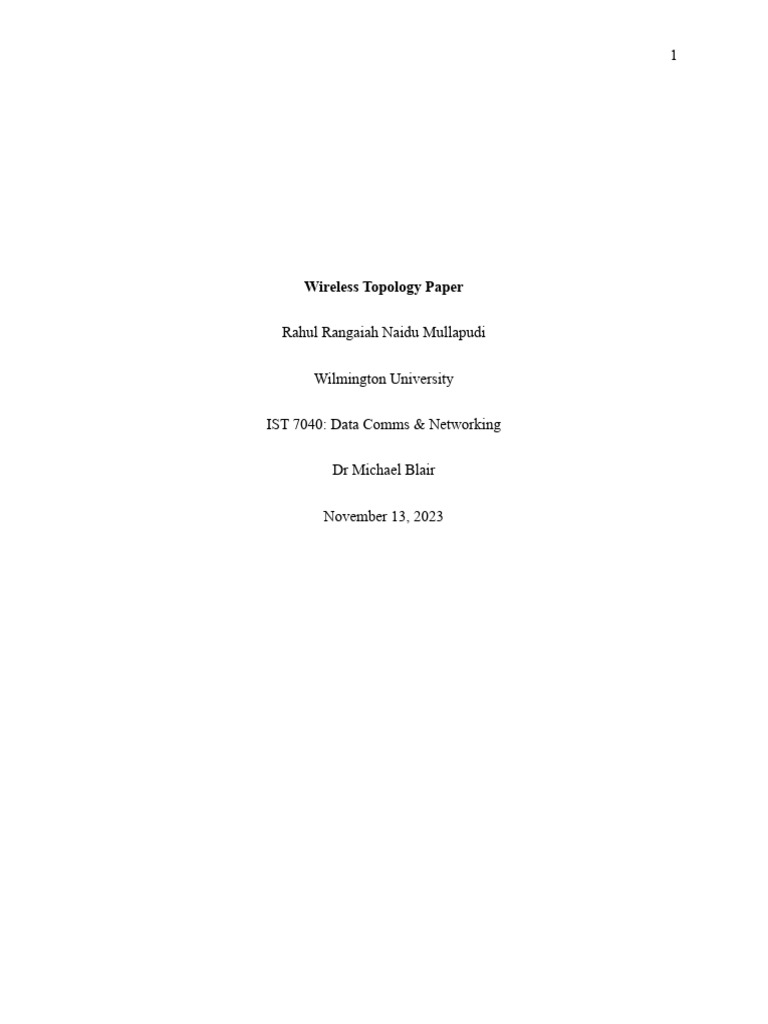 Wireless Topology Paper - Week3 - Rahul | PDF | Network Topology ...
