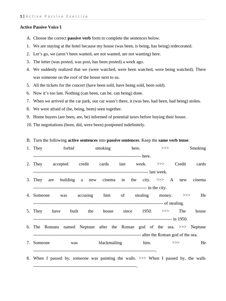 Active Passive Voice I | PDF