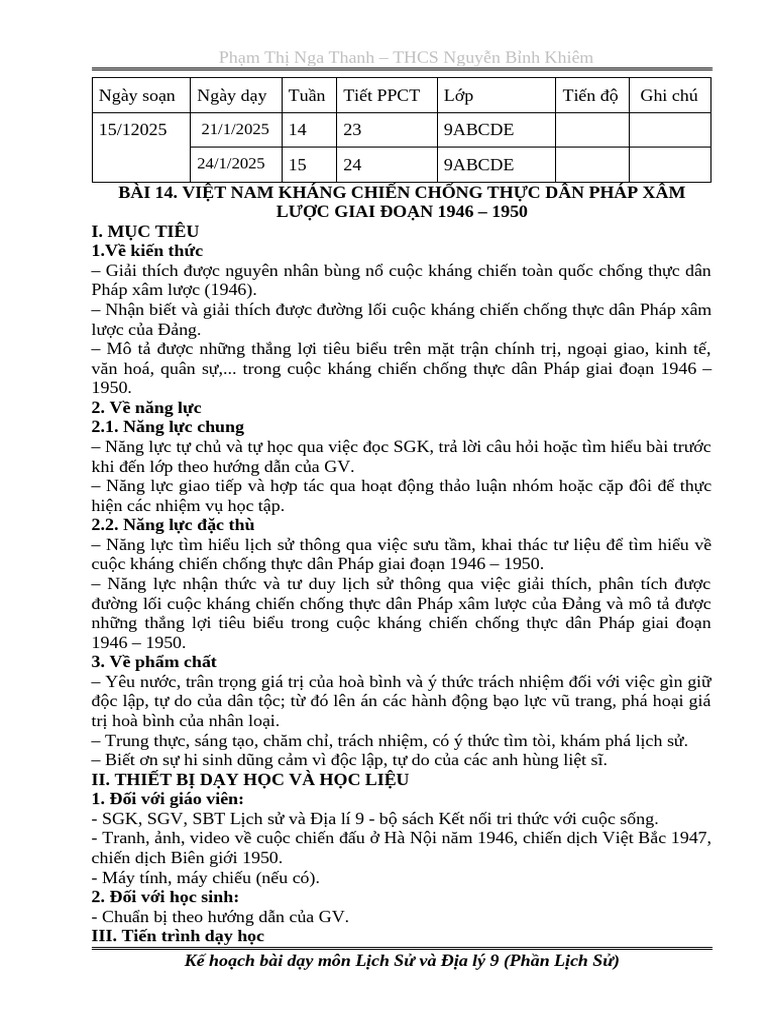 Bai 14 VN Khang Chien Chong TDP Xam Luoc 1946 1950 - 23120250 | PDF