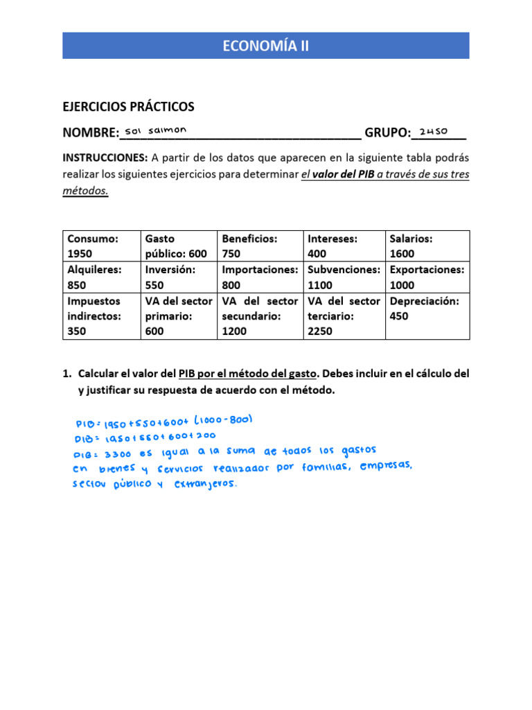 Ejercicio 2-Pib 3 Metodos | PDF | Producto Interno Bruto | Ciencias económicas
