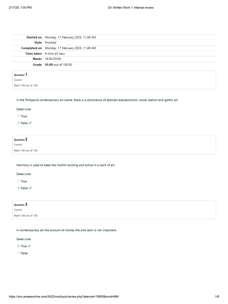 Q1 Written Work 1_ Attempt review 2 | PDF | The Arts