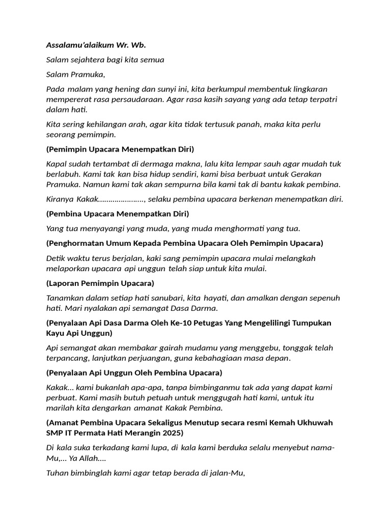 Susunan Upacara Api Unggun | PDF