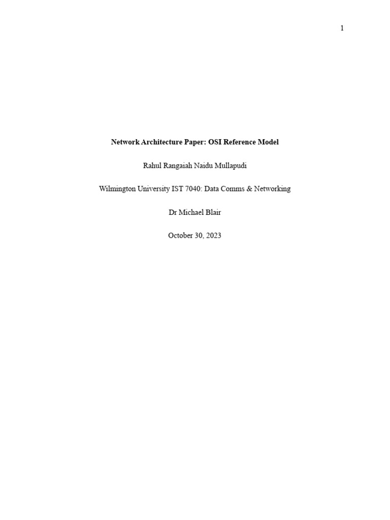Network Architecture Paper - Rahul - Naidu - Week1 | PDF | Computer ...