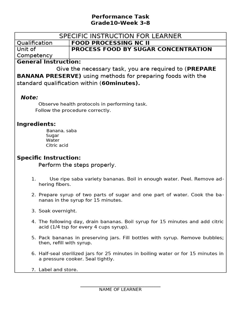Performance Task GRADE10 | PDF | Fruit Preserves | Juice