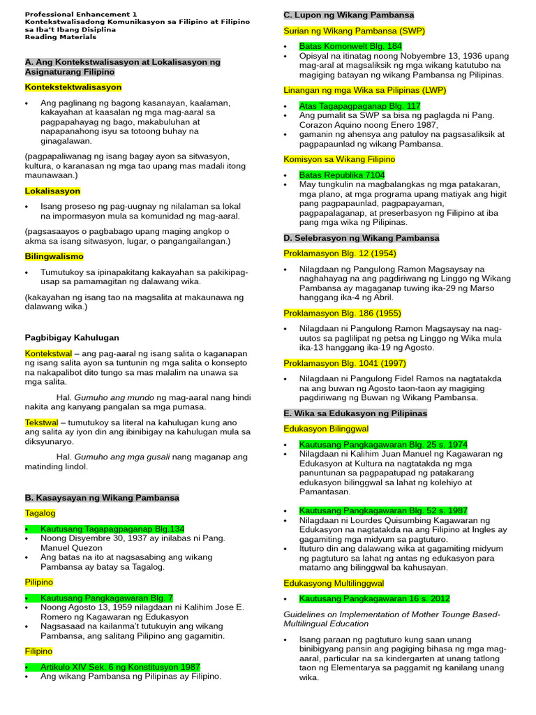 Midterm 1 Filipino | PDF