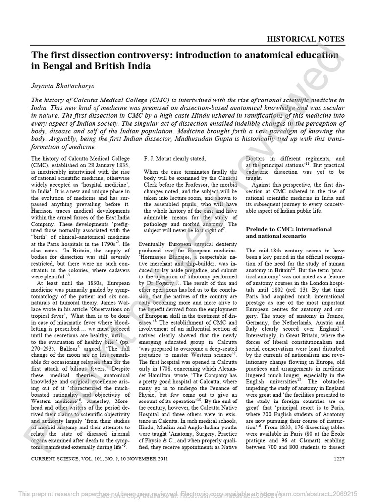 The First Dissection Controversy Introdu | PDF | Medicine