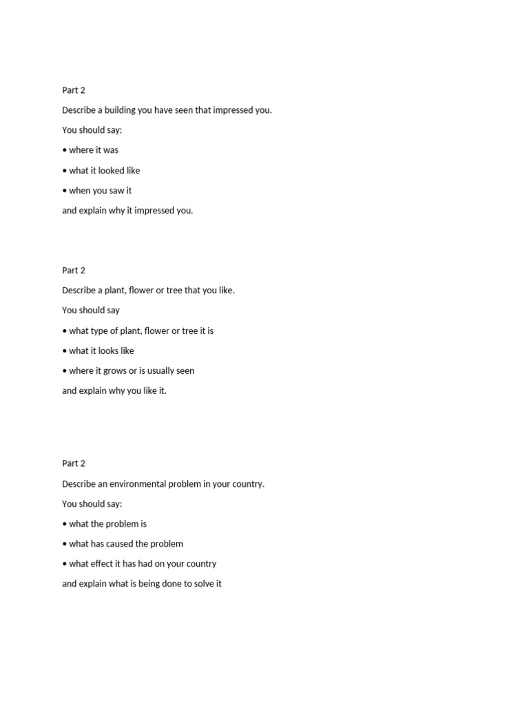 Part 2 Questions Speaking | PDF