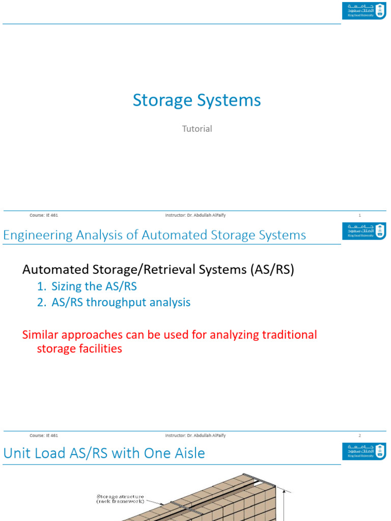 IE461-Tutorial-Analysis of Storage Systems - Qs | PDF | Pallet