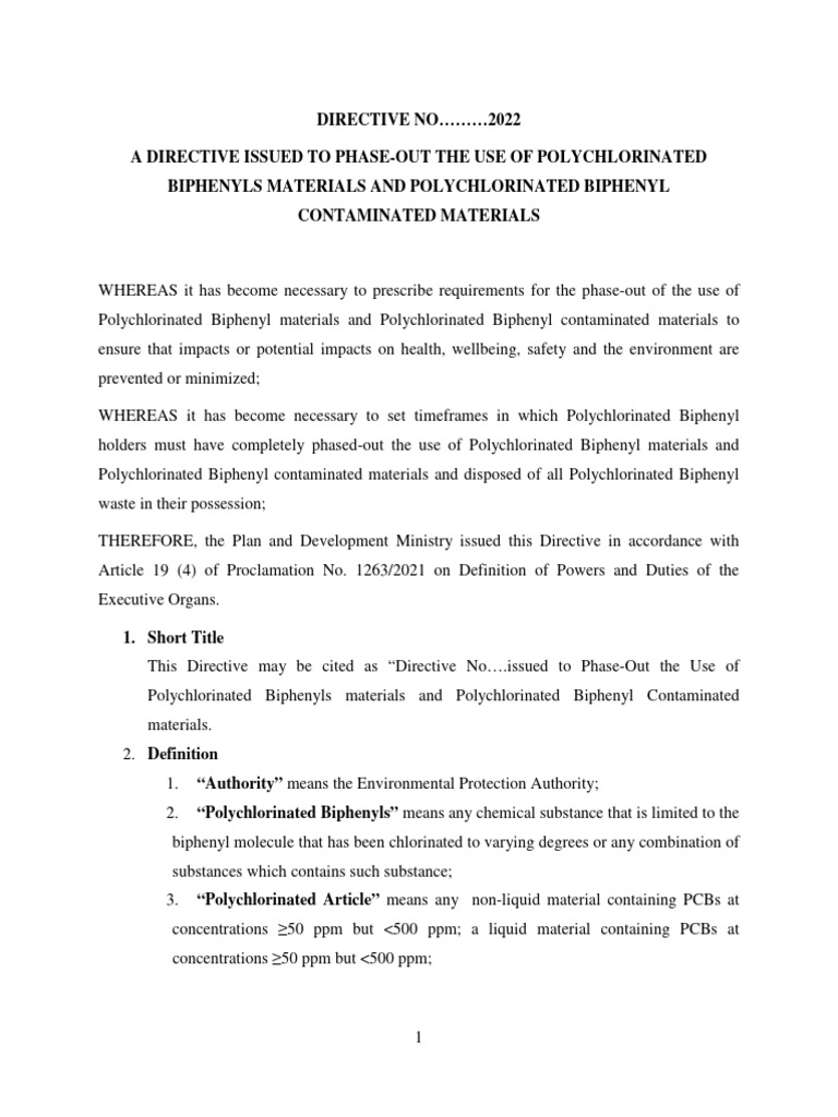 Phase-Out Directive for Polychlorinated Biphenyls | PDF ...