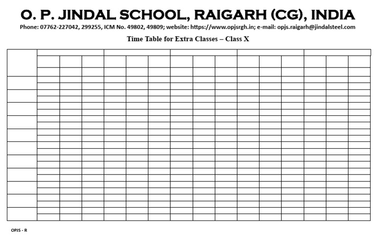 Time Table For Extra Classes - Class X - June 2024 | PDF