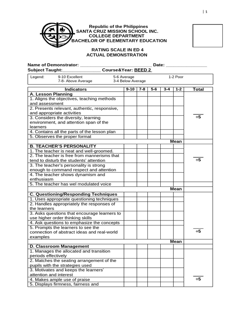 Evaluation Criteria for Teaching Demonstration | PDF | Teachers | Learning