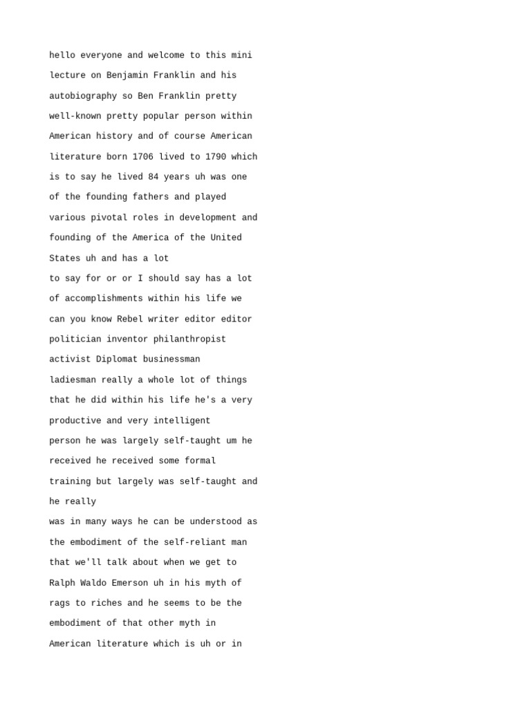 (English (Auto-Generated) ) Benjamin Franklin - Autobiography (DownSub ...