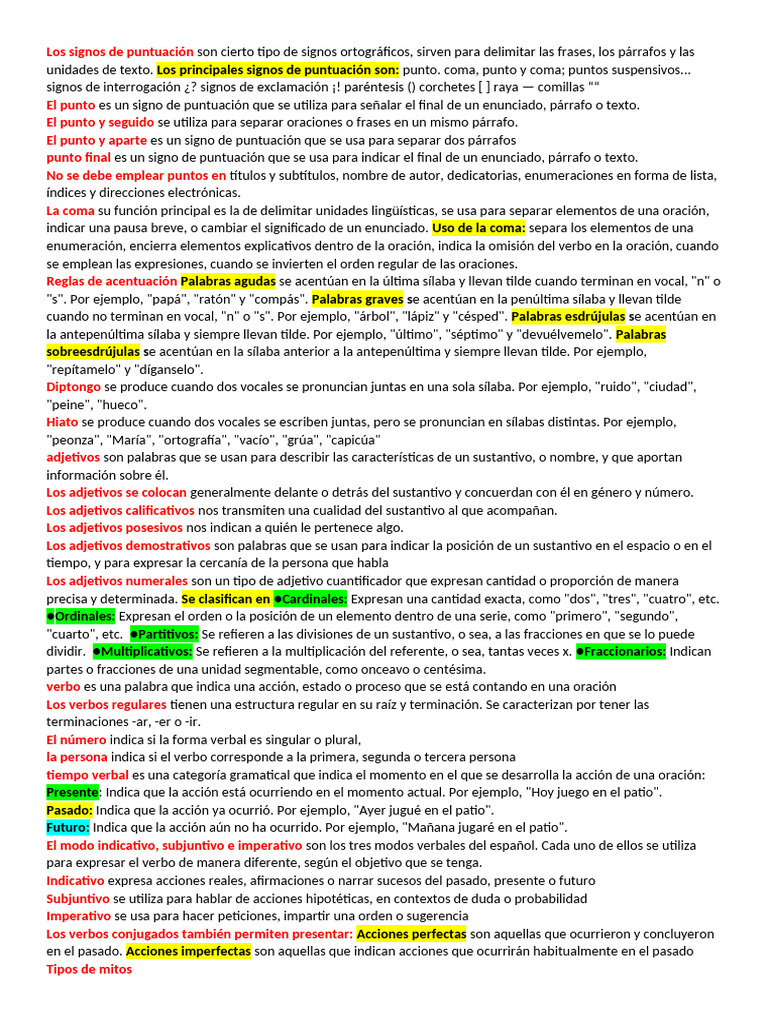 Los Signos de Puntuación Son Cierto Tipo de Signos Ortográficos | PDF ...