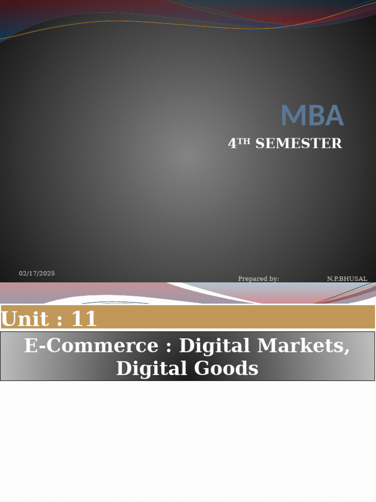 Unit - 11 - Ecommerce Digital Market Digital Goods | PDF | E Commerce ...