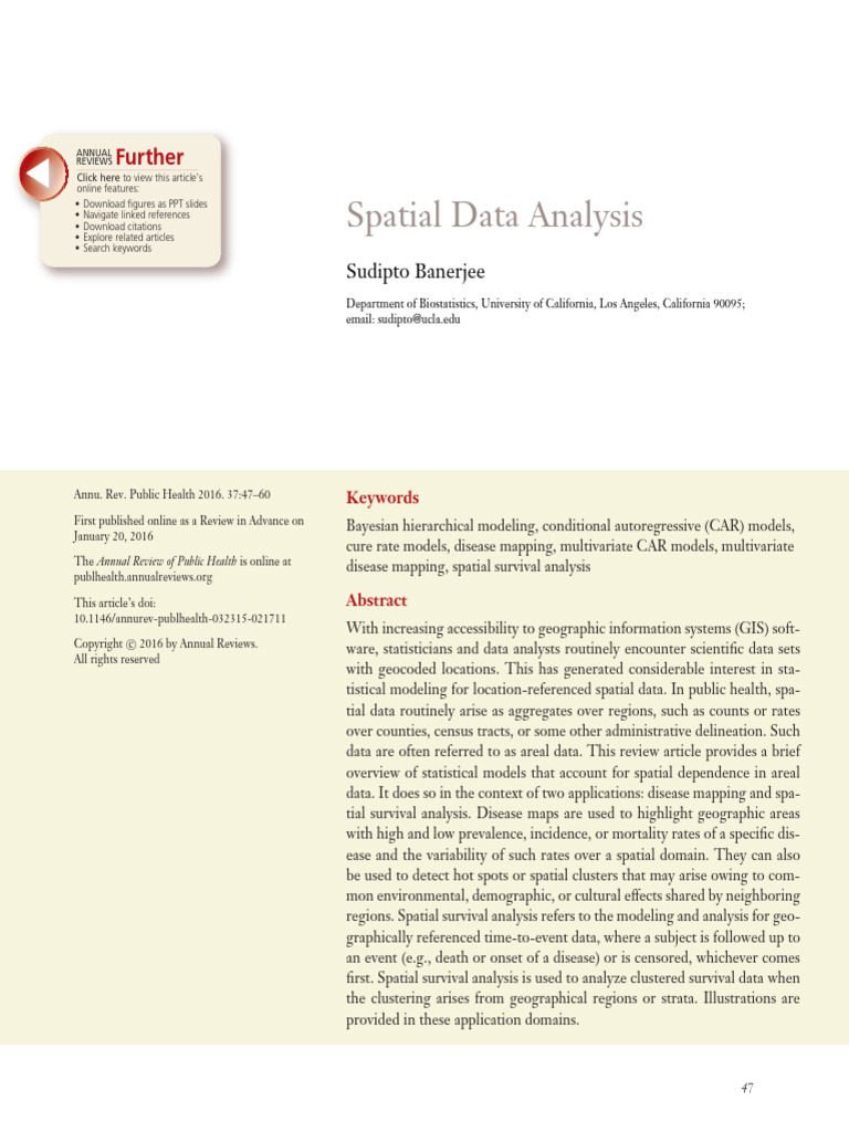 Banerjee 2016 Spatial Data Analysis | PDF | Spatial Analysis | Statistical Inference