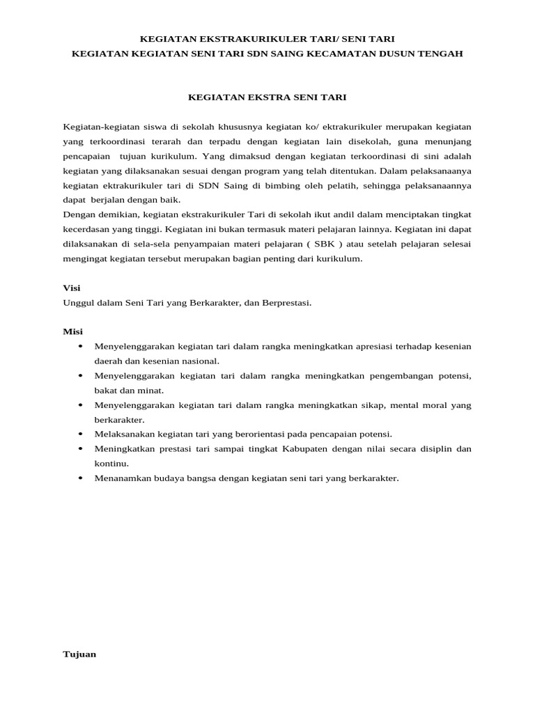 KEGIATAN EKSTRAKURIKULER TARI MAMAH UGEI Belum | PDF