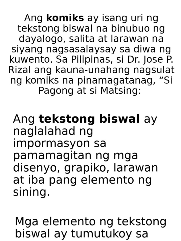 Ang Komiks Ay Isang Uri NG Tekstong Biswal | PDF