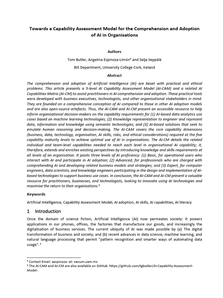AI Capability Assessment Model for Organizations | PDF | Artificial ...
