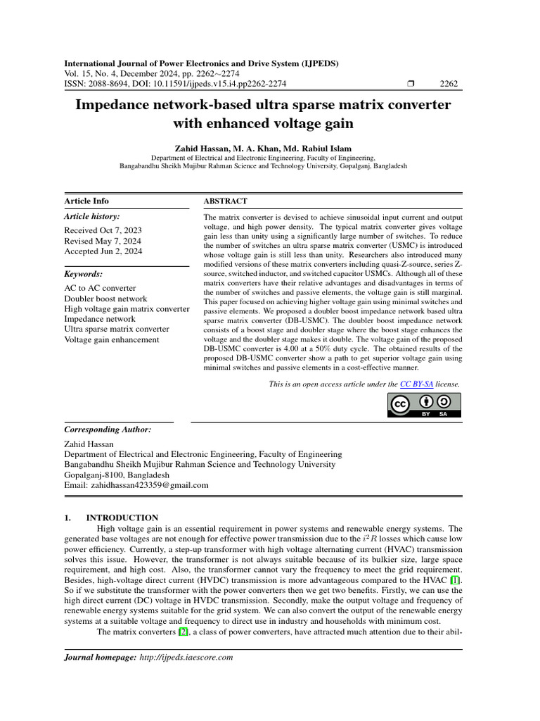 Impedance Network-Based Ultra Sparse Matrix Converter With Enhanced ...