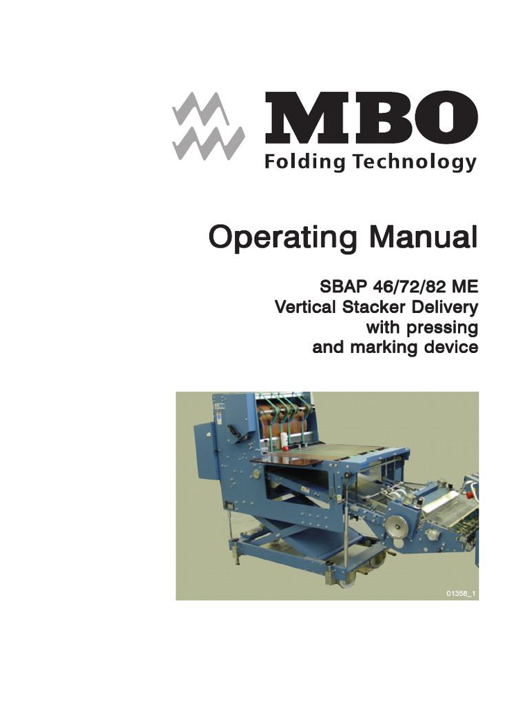 MBO Vertical Stacker Delivery Manual | PDF | Manufactured Goods ...