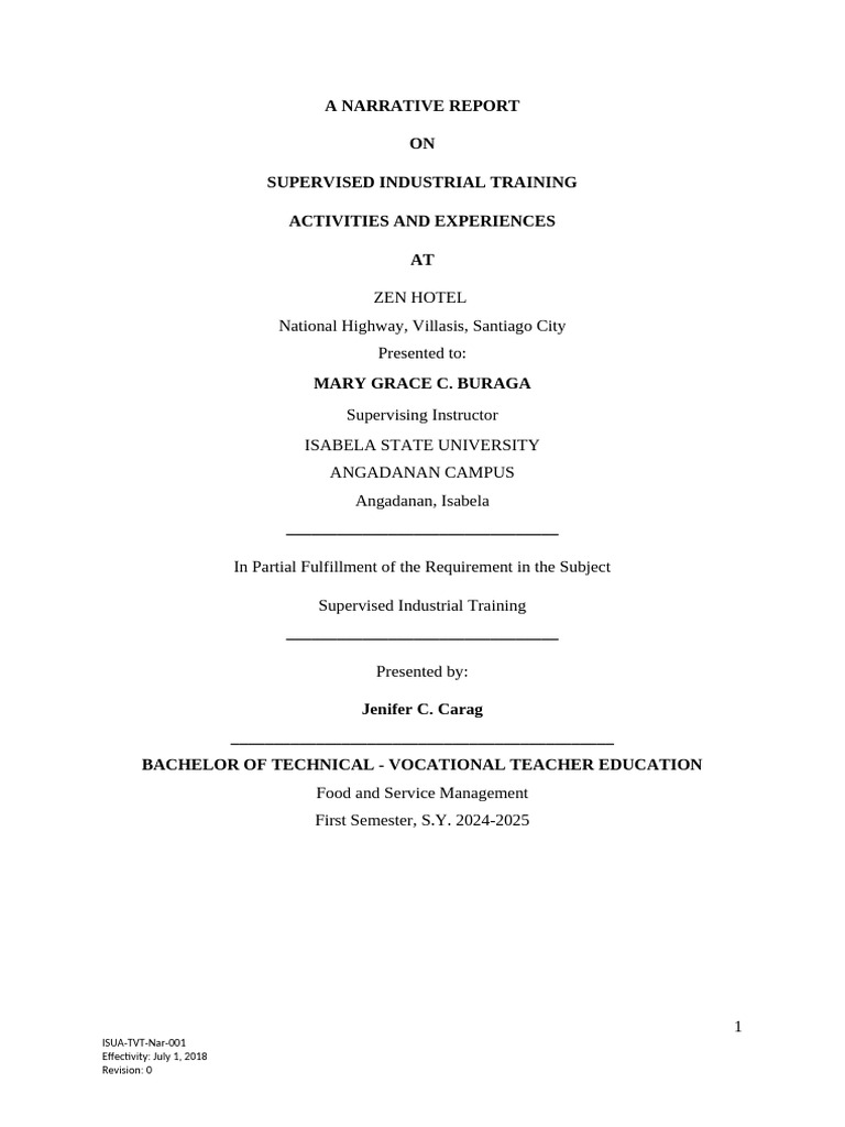 Narrative-Report-In-Ojt Final (1) - Critic | PDF | Waiting Staff | Housekeeping