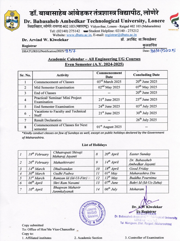 3 Academic-Calendar Engineering-UG EvenSem AY-2024!25!357 | PDF