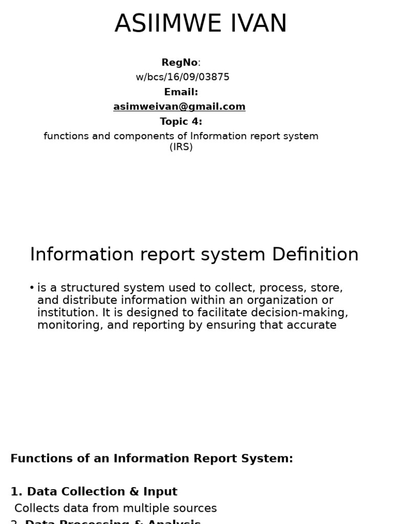 IRS REPORT | PDF | Data | Information