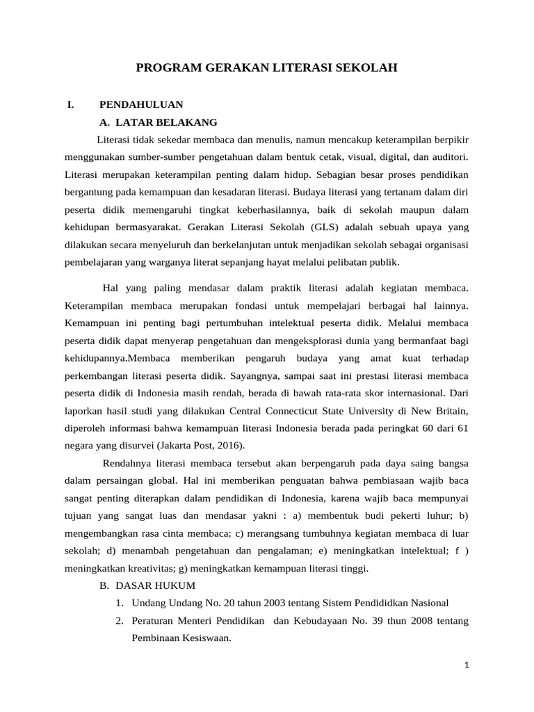 Program Gerakan Literasi Sekolah | PDF