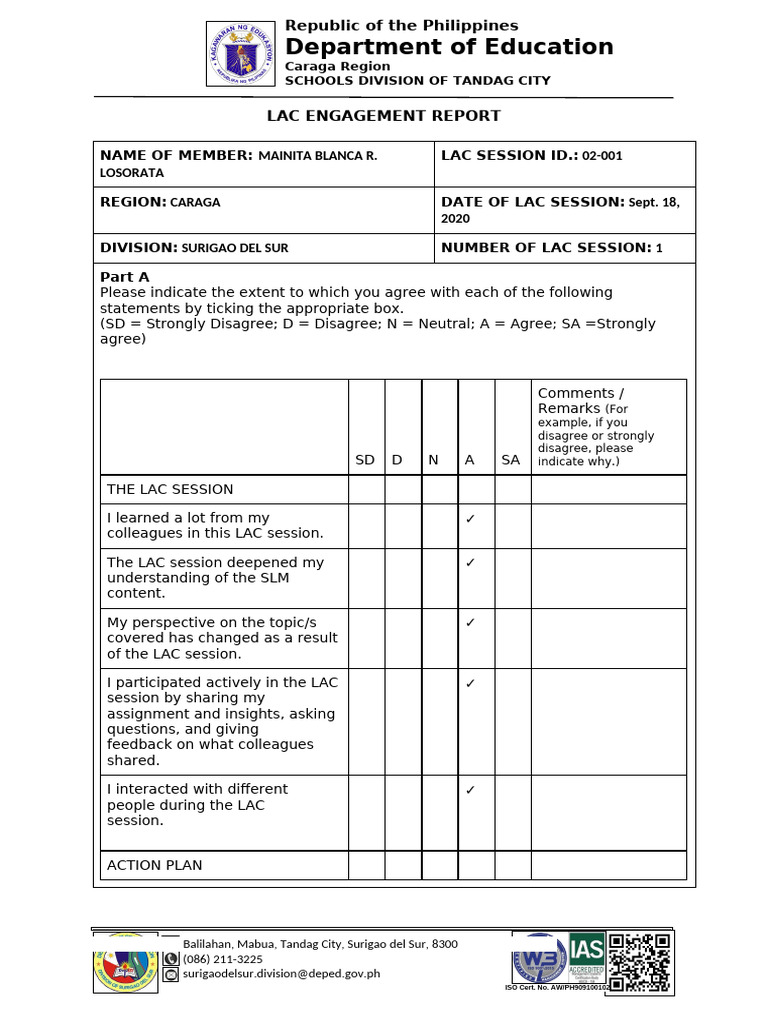 Share Form-4-LAC-Engagement-Report | PDF | Behavior Modification | Human Communication