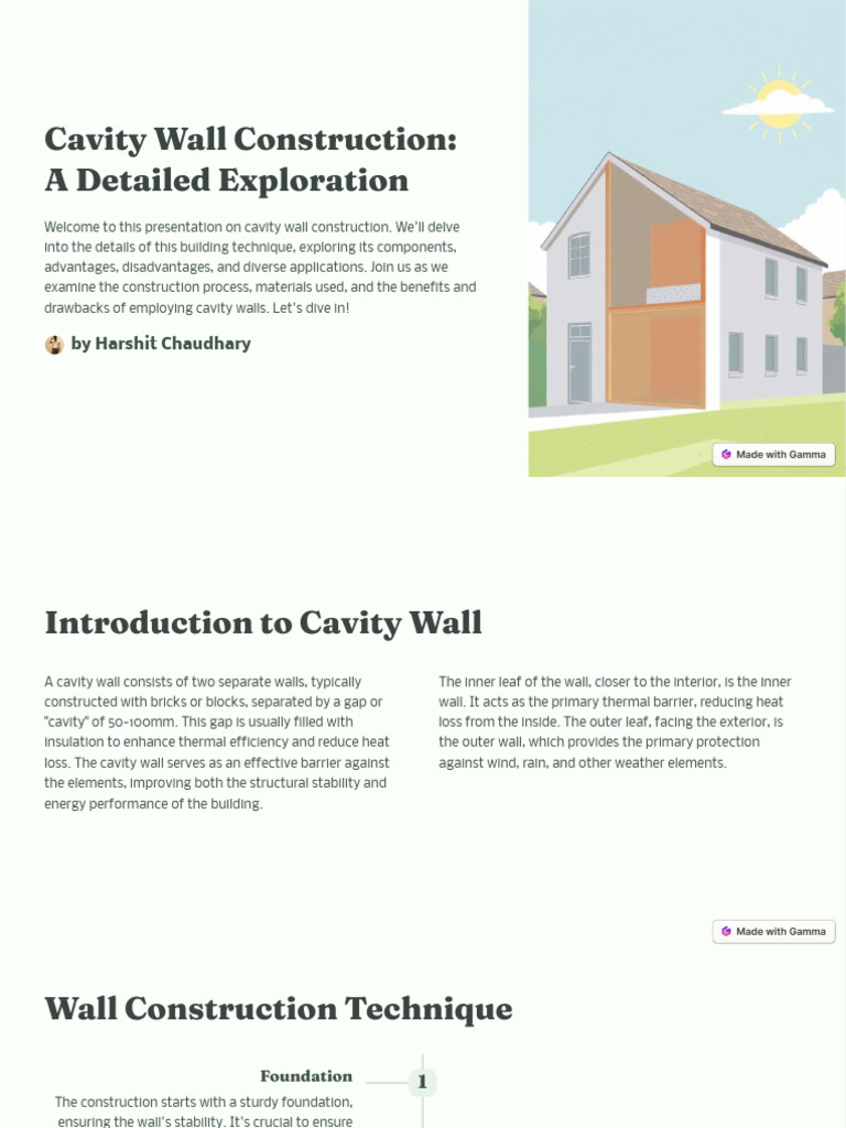 Cavity Wall Construction Overview | PDF | Brick | Thermal Insulation