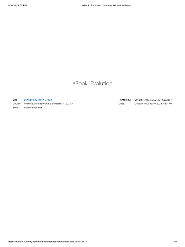 EBook - Evolution - Sunway Education Group | PDF | Natural Selection ...