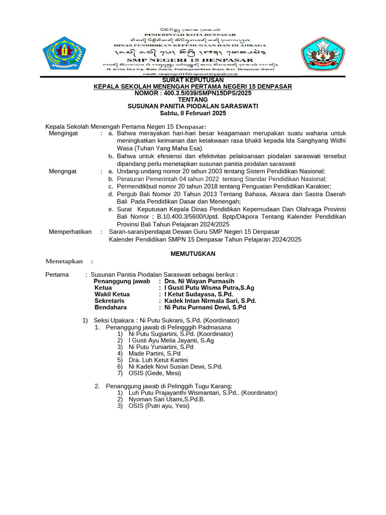SK Panitia Saraswati p15 080225 | PDF