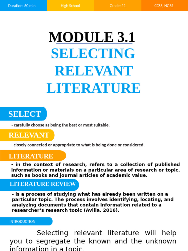 ppt-Q3-Module 3.1 Selecting Relevant Literature | PDF | Literature Review | Knowledge