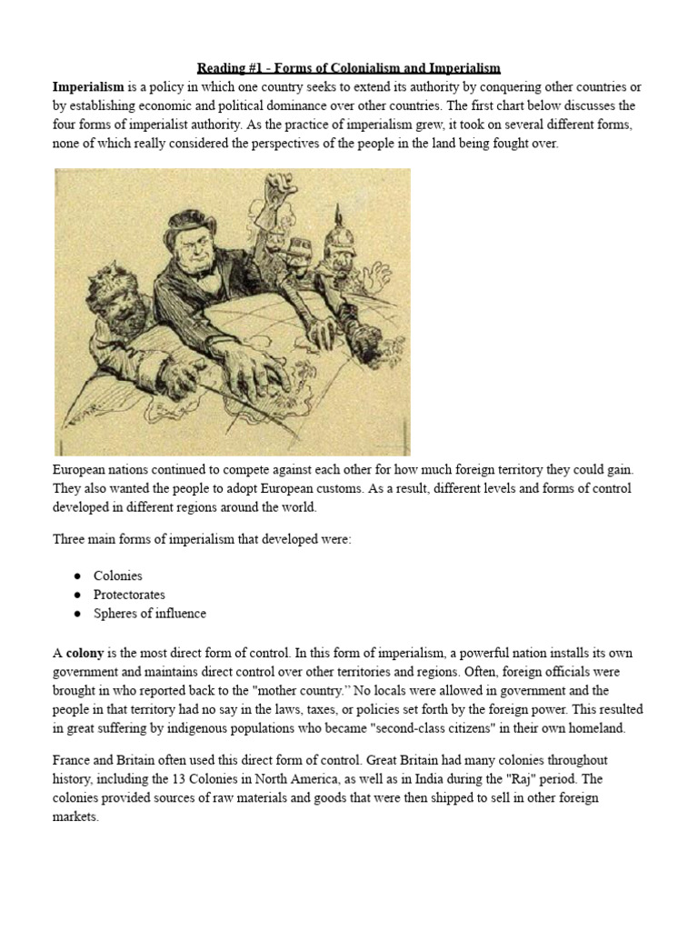 Forms of Colonialism and Imperialism - Reading | PDF | Imperialism ...