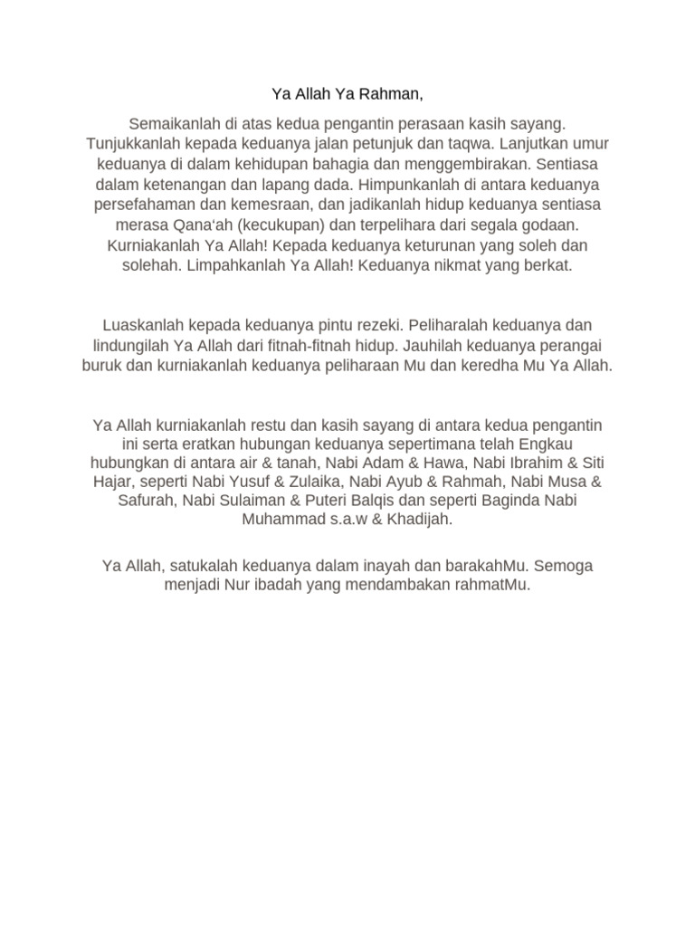 Doa Berkat untuk Pengantin Baru | PDF