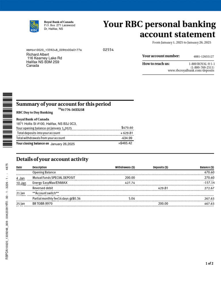 Canada Bank Statement | PDF | Banks | Corporate Jargon
