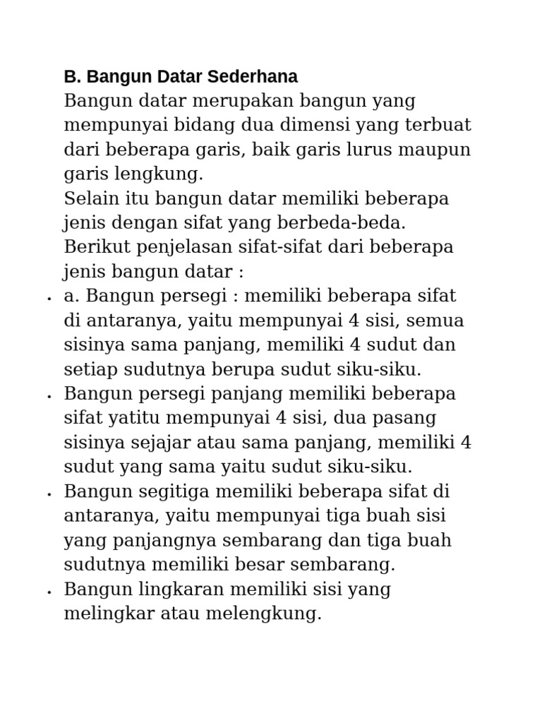 Sifat Bangun Datar Sederhana | PDF