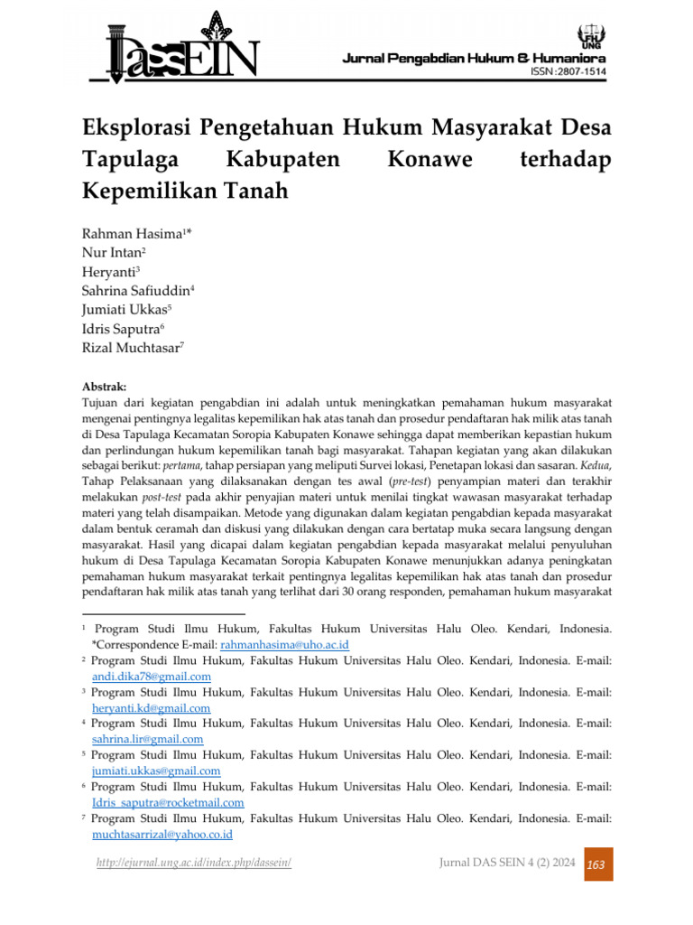 3. Jurnal PkM_Eksplorasi Pengetahuan Hukum Masyarakat Desa | PDF
