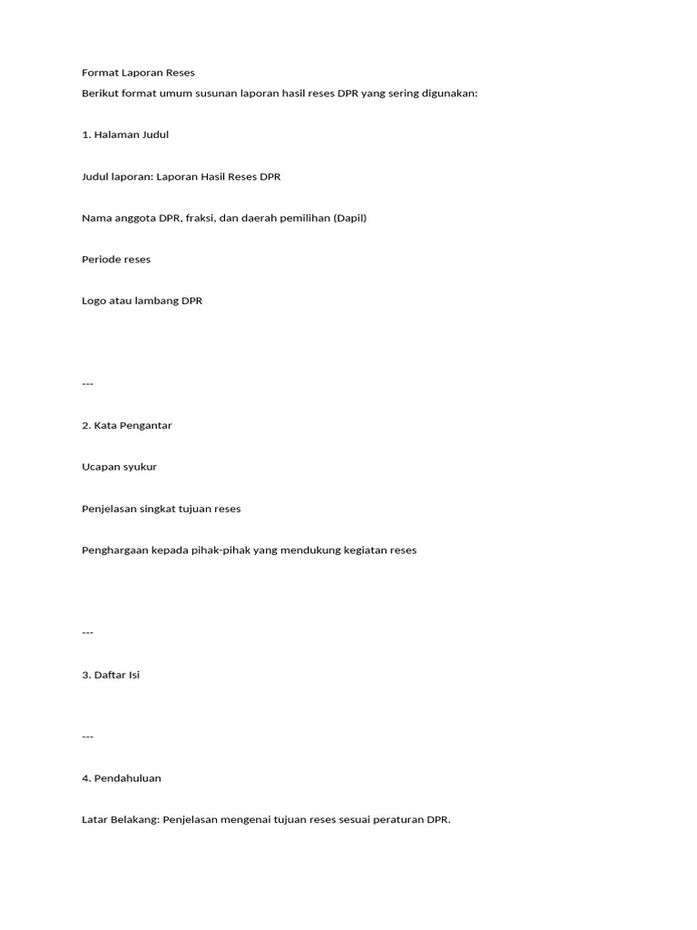 Format Laporan Reses DPR | PDF