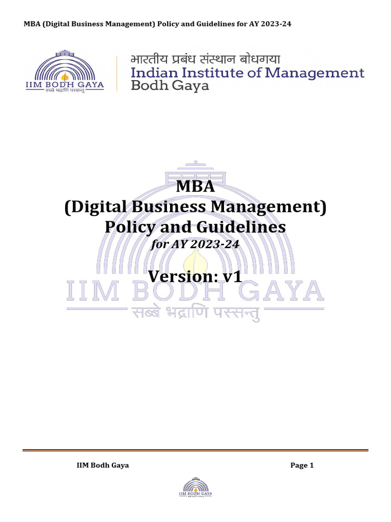 MBA Digital Business Management Guidelines | PDF | Analytics | Business