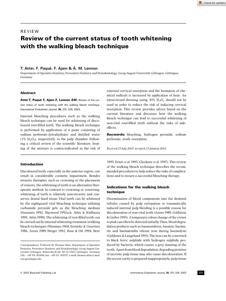 Int Endodontic J - 2003 - Attin - Review of The Current Status of Tooth ...