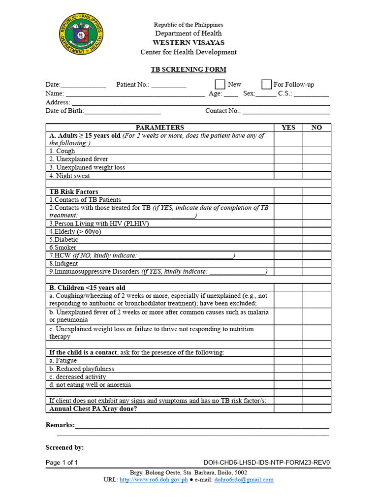 TB Screening Form | PDF