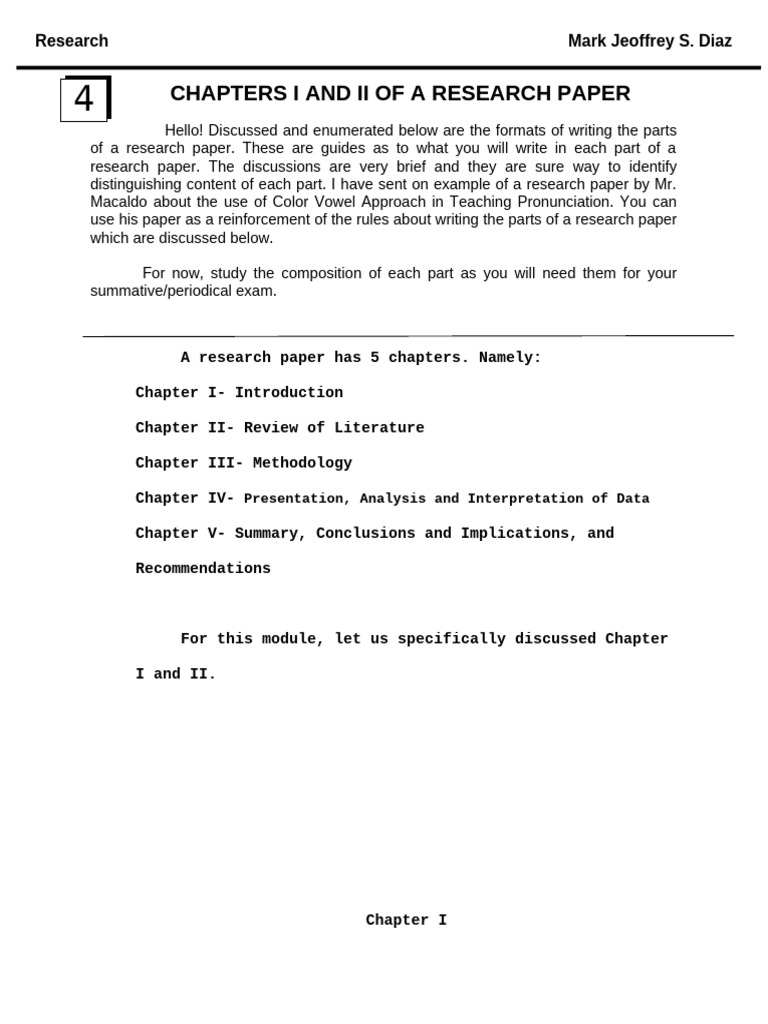 Research Paper Writing Guide: Chapters I & II | PDF | Theory | Hypothesis
