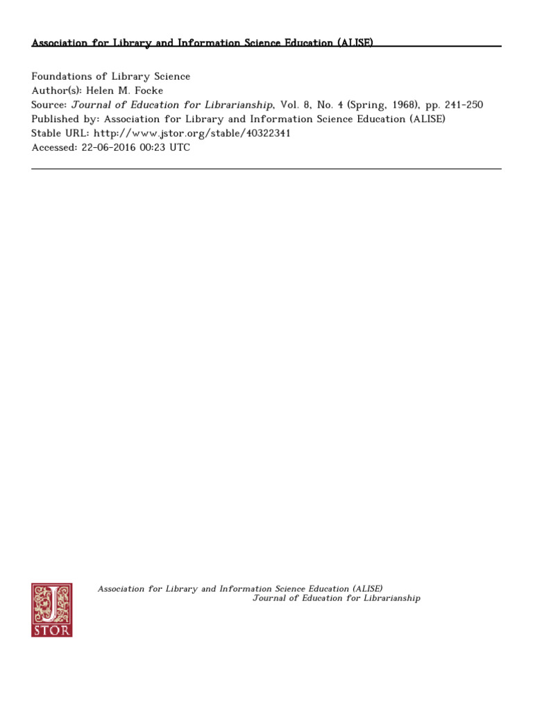 Association For Library and Information Science Education (ALISE) Journal of Education For ...