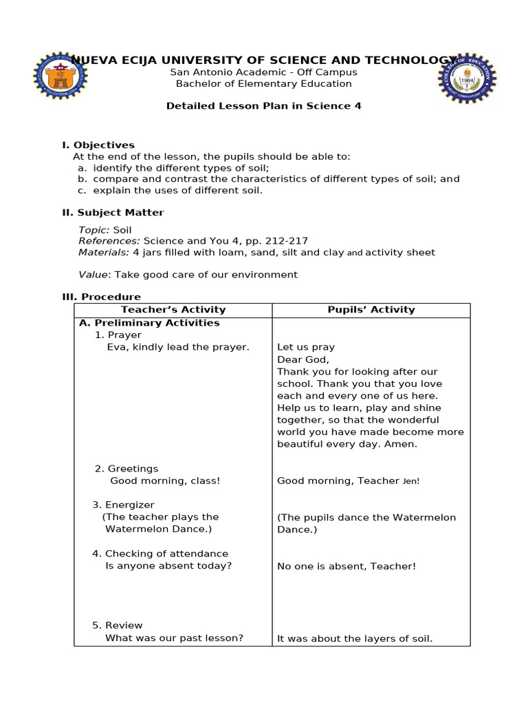 Science Lesson Plan: Types of Soil | PDF | Soil | Sand