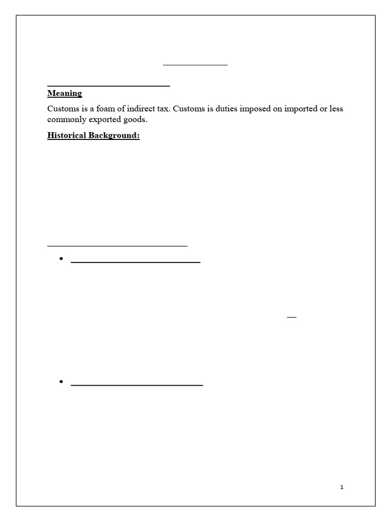 Custom Law- Unit 1 & 3 | PDF | Customs | Trade