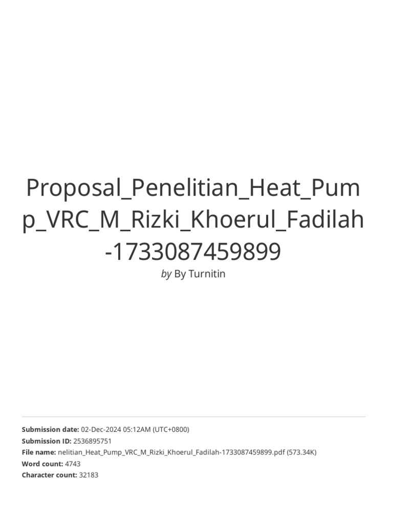 Proposal Penelitian Heat Pump VRC M Rizki Khoerul Fadilah-1733087459899 | PDF | Computing