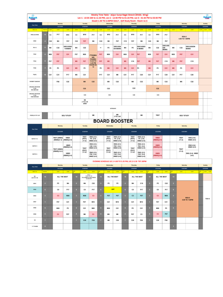 Time Table - Engineering - 17.02.2025 | PDF